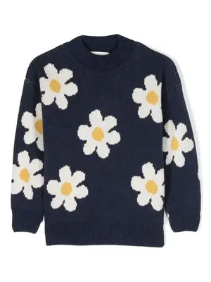 BOBO CHOSES Floral Jacquard Jumper - Blue