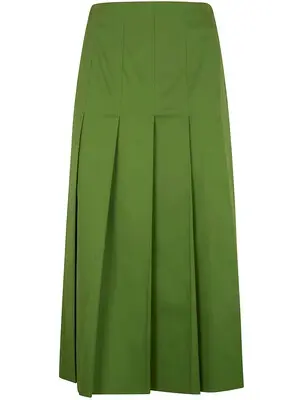DRHOPE Pleated Cotton Twill Skirt - Green
