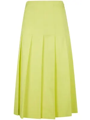 DRHOPE Pleated Cotton Twill Skirt - Yellow