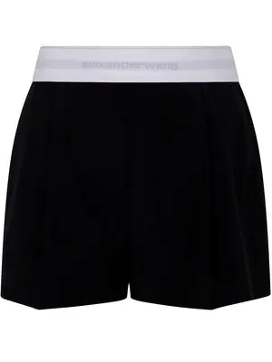 Alexander Wang High Waisted Pleated Shorts With Logo Elastic