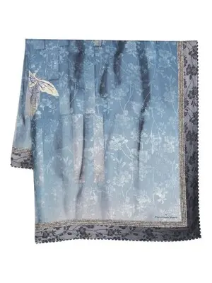 PIERRE-LOUIS MASCIA Cialda" Hand Finish 90x90 Cm Scarf - Blue