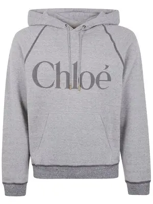 Chloé Logo Classic Hoodie - Gray