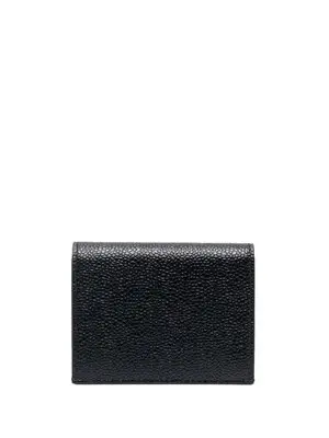 Thom Browne Double Card Holder In Pebble Grain Leather - Black