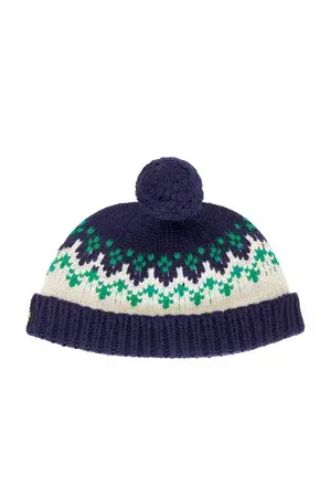 Miu Miu Wool Fairisle Beanie - Navy
