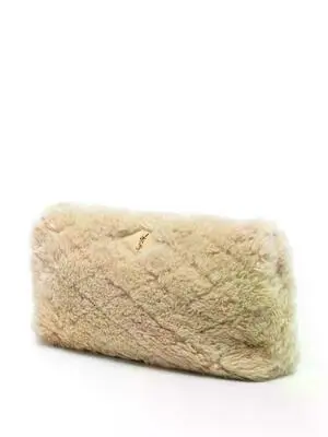 Saint Laurent 2021 Quilted Shearling Sade Puffer Envelope Clutch