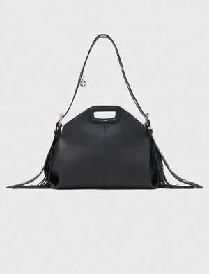 Maje Grained Leather Miss M Bag - Black