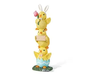 GLITZHOME 13.25'h Easter Resin Stackable Chicke Ns Table Decor - One-color