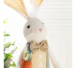 GLITZHOME Easter Fabric Bunny With Telescoping Eg