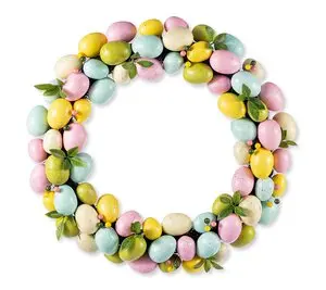 GLITZHOME 18'd Easter Eggs Wreath - One-color