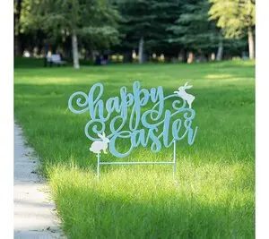 GLITZHOME 24'l Metal 'happy Easter' Garden Stak E