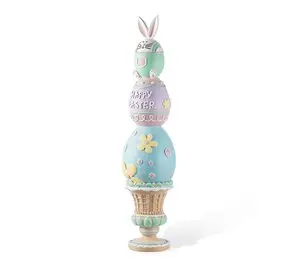 GLITZHOME 30.5'h Easter Macaron Stacked Egg Bun Ny Porch Decor - One-color