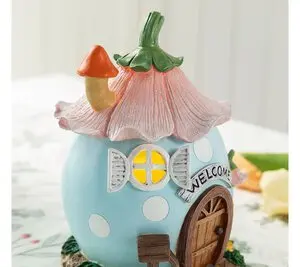 GLITZHOME 8'h Lighted Easter Egg Shaped House T Able Decor
