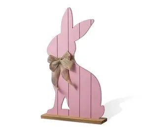 GLITZHOME 24'h Easter Wooden Pink Bunny Porch D Ecor - One-color