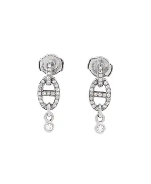 HERMES Chaine D'ancre Enchainee Drop Earrings In 18k Gold With Diamonds - White