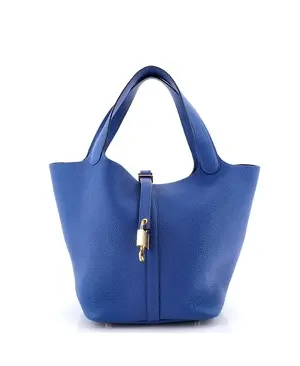 Hermès Mm Picotin Lock Bag Clemence - Blue
