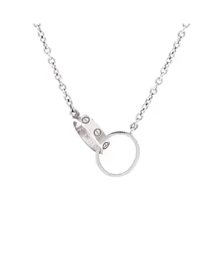 CARTIER Love Interlocking Necklace 18k Gold - White
