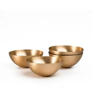 THE COLLECTIVE HOME Artisan Brass Bowls Extra Small, Set Of 4 - Yellow