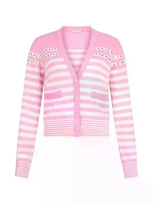 Liu Jo Striped Jewel-appliqué Cardigan