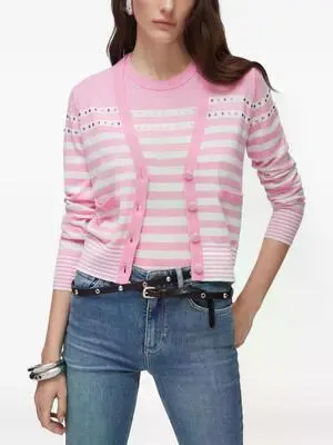 Liu Jo Striped Jewel-appliqué Cardigan
