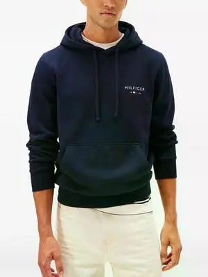 Tommy Hilfiger Logo Drawstring Hoodie - Blue