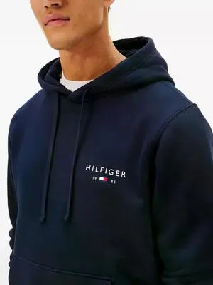 Tommy Hilfiger Logo Drawstring Hoodie - Blue