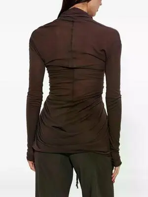 Rick Owens Draped V-neck Top - Brown
