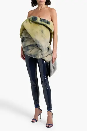 Rick Owens Strapless Draped Printed Denim Top