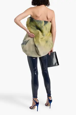 Rick Owens Strapless Draped Printed Denim Top