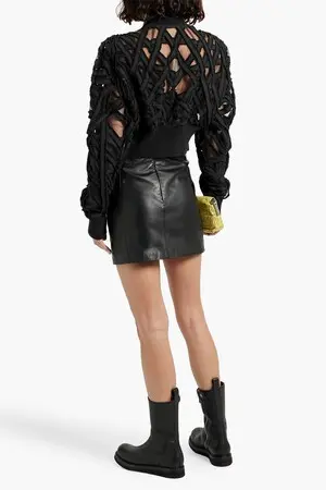 Rick Owens Cropped Embroidered Tulle Bomber Jacket