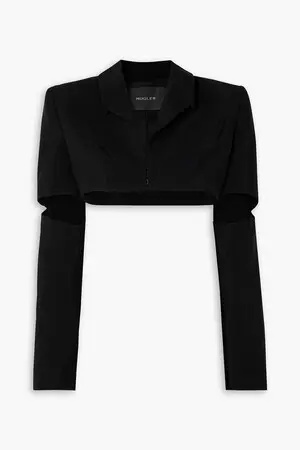 MUGLER Cropped Cutout Twill Blazer