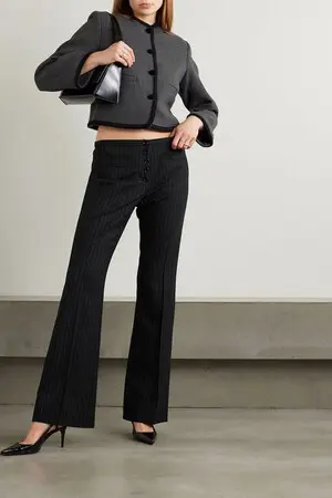 COURREGES Pinstriped Stretch-wool Flared Pants