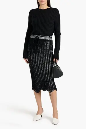 Acne Studios Ribbed Cotton-blend Midi Skirt