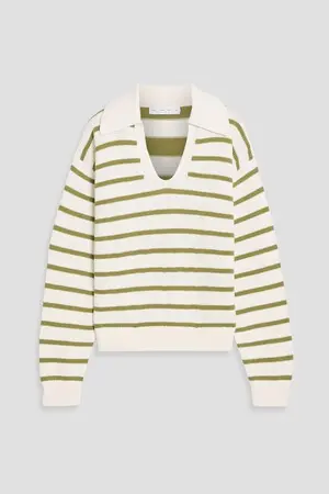 Proenza Schouler Striped Cotton And Cashmere-blend Polo Sweater - Ivory