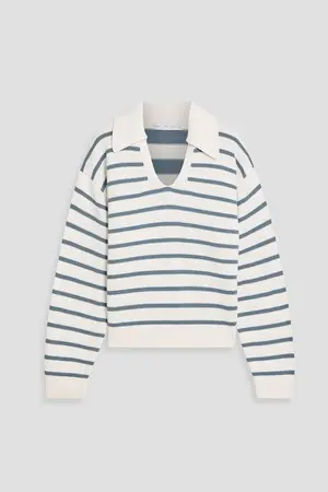 Proenza Schouler Striped Cotton And Cashmere-blend Polo Sweater - White