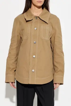 Ami Denim Jacket With Pockets - Brown
