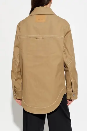 Ami Denim Jacket With Pockets - Brown