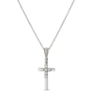 Benbridge Diamond Double Cross 14k Pendant Necklace - Wg