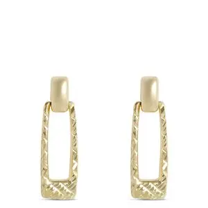 TOSCANO 14k Yellow Gold Hammered Door Knocker Earrings - Yg