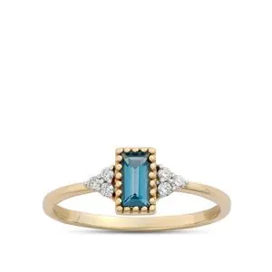 Benbridge 14k Yellow Gold Topaz And Diamond Ring - Blue
