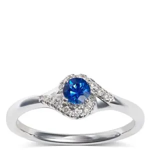 Benbridge Sapphire And Diamond Halo Swirl Ring In 14k White Gold - Blue