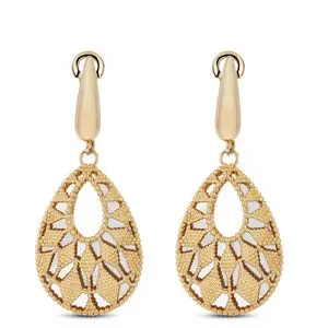 TOSCANO 14k Two-tone Pear Shaped Drop Earrings - Tt