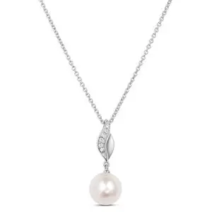 Benbridge Wavy Cultured Pearl And Diamond Pendant Necklace - White