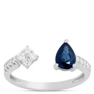 Benbridge Sapphire And Diamond Open Shank Ring - Blue