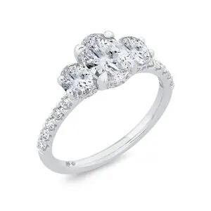 BELLA PONTE 14k White Gold 3-stone Oval Diamond Ring - Wg