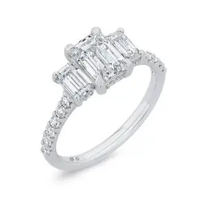 BELLA PONTE Three Stone Emerald Cut Diamond Ring - Wg