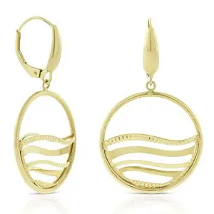 TOSCANO 14k Open Circle Wave Dangle Earrings - Yg