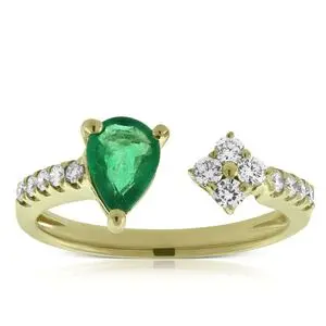 Benbridge 14k Yellow Gold Emerald And Diamond Ring - Green