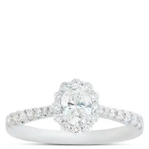 Benbridge Oval Diamond Halo Engagement Ring - H-i