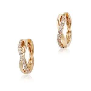 Benbridge 14k Crossover Diamond Huggie Hoop Earrings - H-j