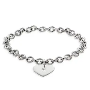 Benbridge Sterling Silver Rolo Bracelet With Diamond Heart Charm - Ss